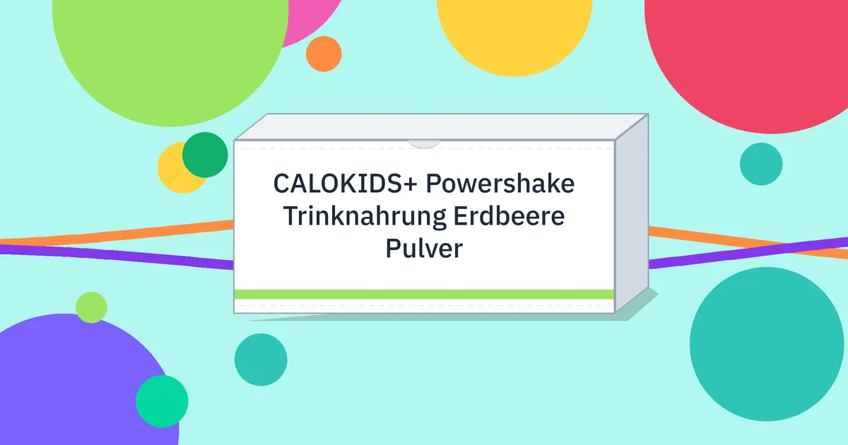 Symbolbild: Packung mit der Aufschrift CALOKIDS+ Powershake Trinknahrung Erdbeere Pulver (PZN 20303139) – Verfügbarkeit und Bezug in Apotheken in Frankfurt am Main