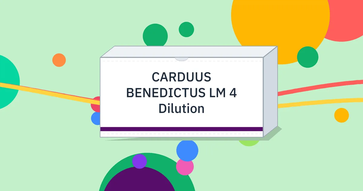 Symbolbild: Packung mit der Aufschrift CARDUUS BENEDICTUS LM 4 Dilution (PZN 13429992) – Verfügbarkeit und Bezug in Apotheken in Frankfurt am Main