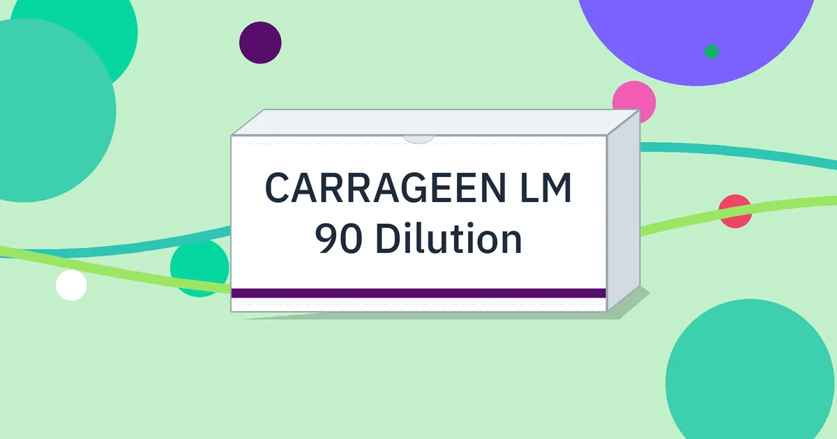 Symbolbild: Packung mit der Aufschrift CARRAGEEN LM 90 Dilution (PZN 13431316) – Verfügbarkeit und Bezug in Apotheken in Frankfurt am Main