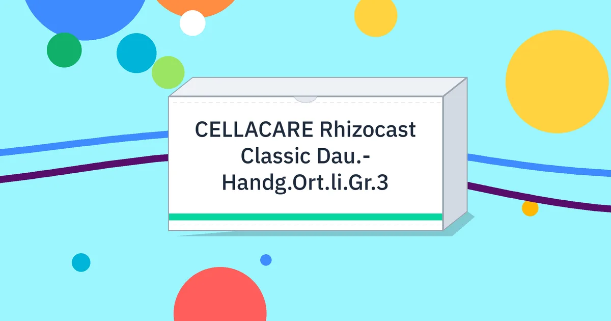 Symbolbild: Packung mit der Aufschrift CELLACARE Rhizocast Classic Dau.-Handg.Ort.li.Gr.3 (PZN 15621699) – Verfügbarkeit und Bezug in Apotheken in Frankfurt am Main