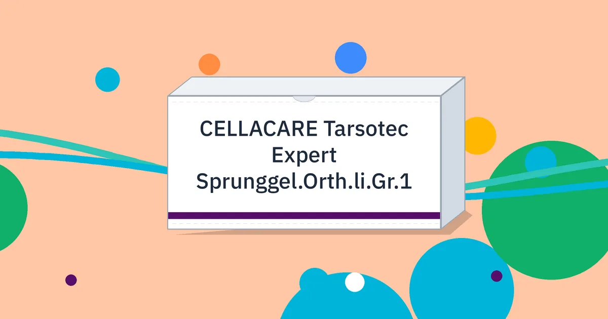 Symbolbild: Packung mit der Aufschrift CELLACARE Tarsotec Expert Sprunggel.Orth.li.Gr.1 (PZN 12478267) – Verfügbarkeit und Bezug in Apotheken in Frankfurt am Main