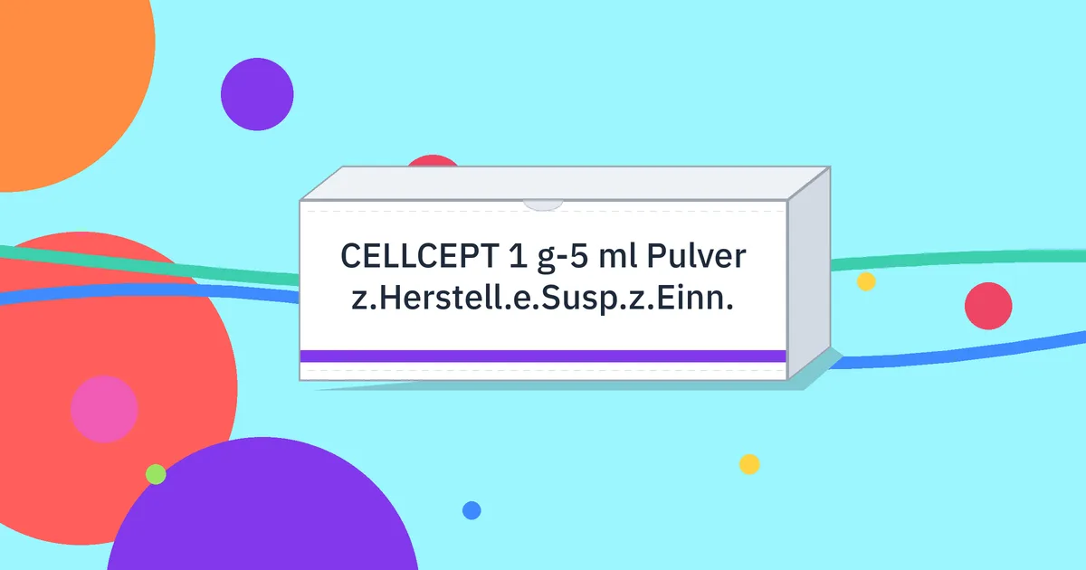 Symbolbild: Packung mit der Aufschrift CELLCEPT 1 g-5 ml Pulver z.Herstell.e.Susp.z.Einn. (PZN 19253086) – Verfügbarkeit und Bezug in Apotheken in Frankfurt am Main