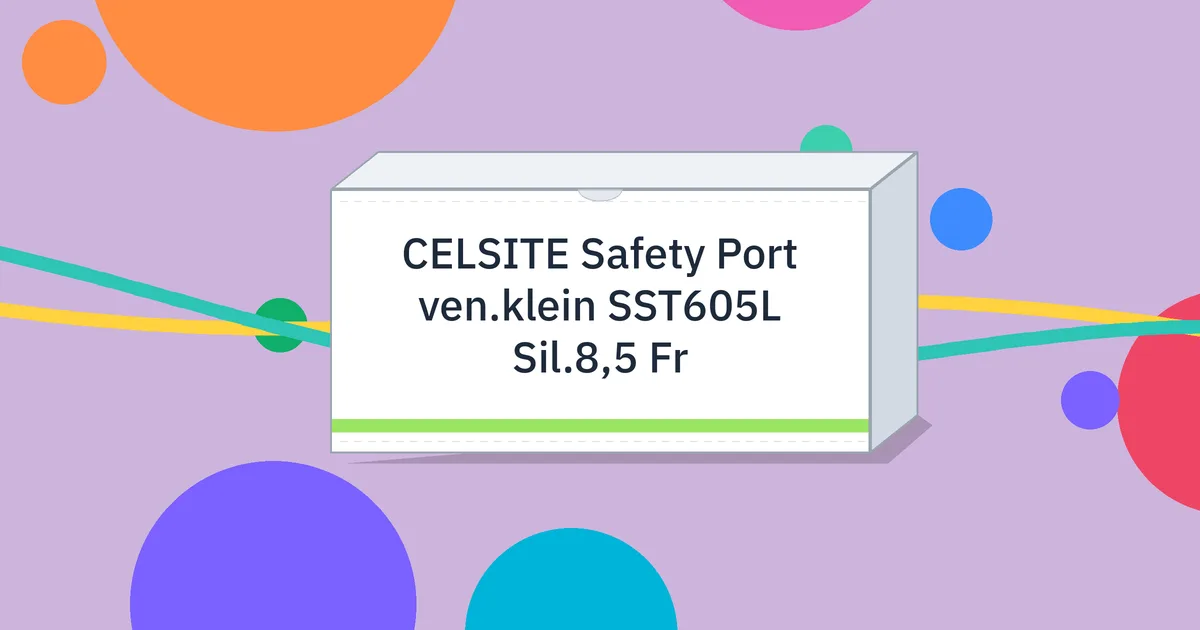 Symbolbild: Packung mit der Aufschrift CELSITE Safety Port ven.klein SST605L Sil.8,5 Fr (PZN 11322942) – Verfügbarkeit und Bezug in Apotheken in Frankfurt am Main