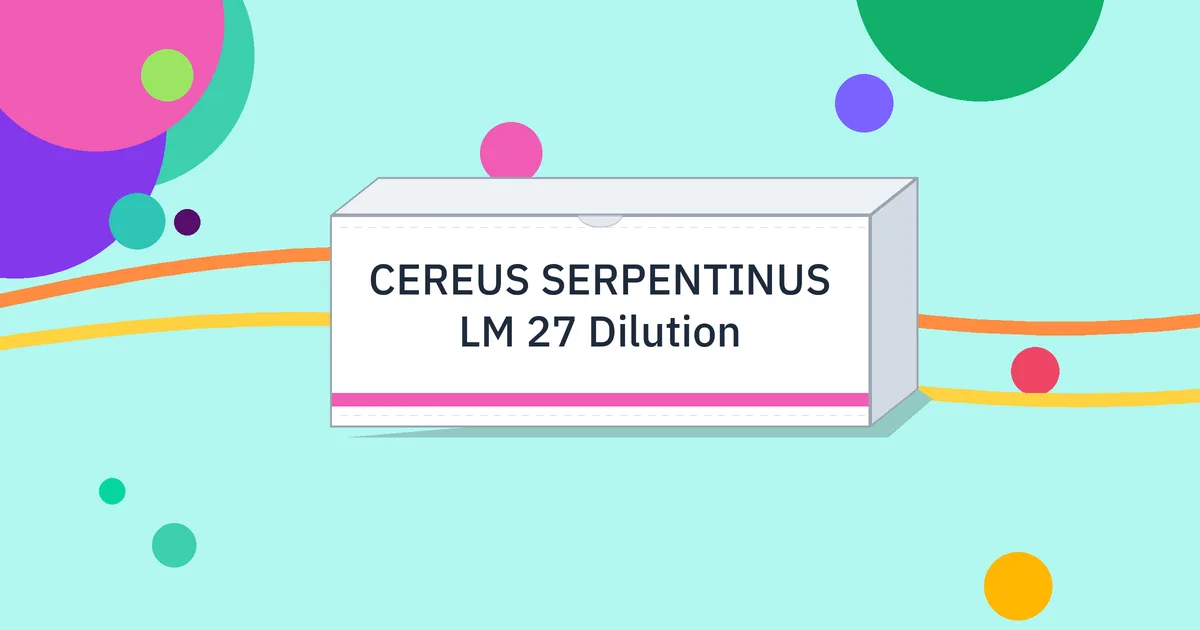 Symbolbild: Packung mit der Aufschrift CEREUS SERPENTINUS LM 27 Dilution (PZN 13437744) – Verfügbarkeit und Bezug in Apotheken in Frankfurt am Main