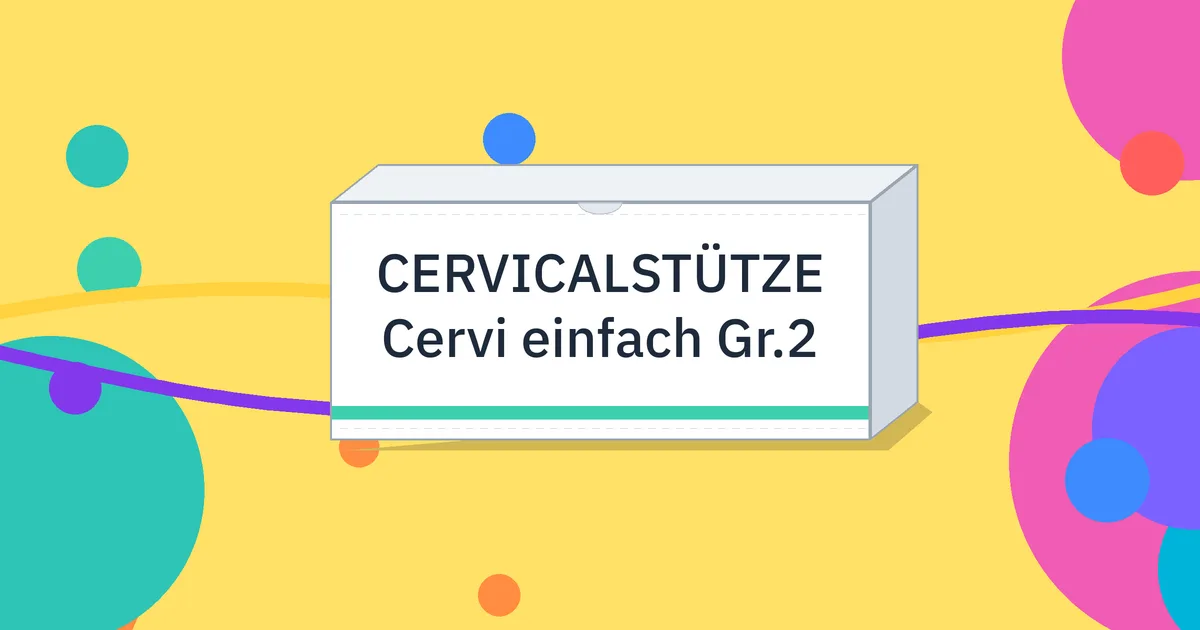 Symbolbild: Packung mit der Aufschrift CERVICALSTÜTZE Cervi einfach Gr.2 (PZN 05042049) – Verfügbarkeit und Bezug in Apotheken in Frankfurt am Main