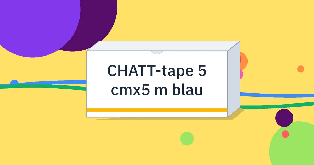 Symbolbild: Packung mit der Aufschrift CHATT-tape 5 cmx5 m blau (PZN 11879113) – Verfügbarkeit und Bezug in Apotheken in Frankfurt am Main