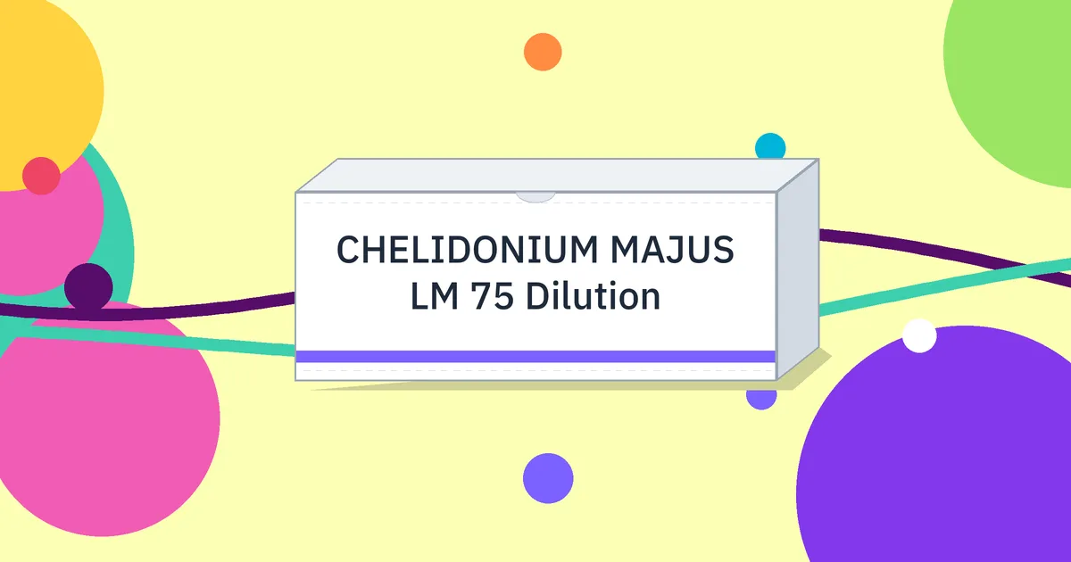 Symbolbild: Packung mit der Aufschrift CHELIDONIUM MAJUS LM 75 Dilution (PZN 12813180) – Verfügbarkeit und Bezug in Apotheken in Frankfurt am Main