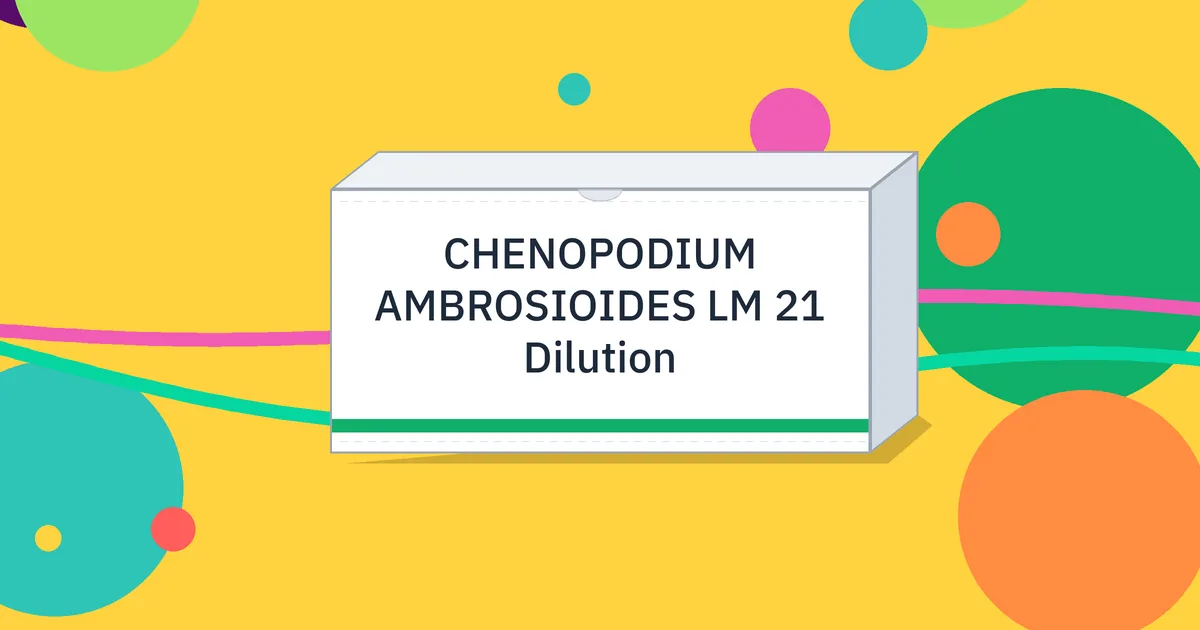 Symbolbild: Packung mit der Aufschrift CHENOPODIUM AMBROSIOIDES LM 21 Dilution (PZN 13440479) – Verfügbarkeit und Bezug in Apotheken in Frankfurt am Main