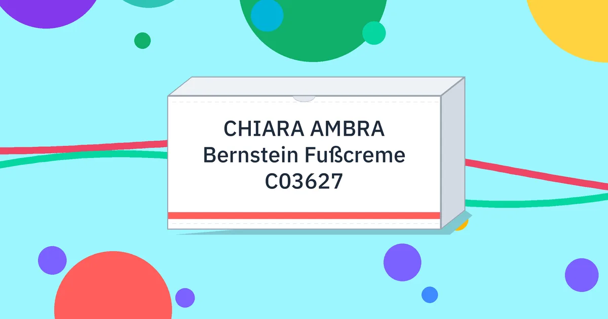 Symbolbild: Packung mit der Aufschrift CHIARA AMBRA Bernstein Fußcreme C03627 (PZN 03189966) – Verfügbarkeit und Bezug in Apotheken in Frankfurt am Main