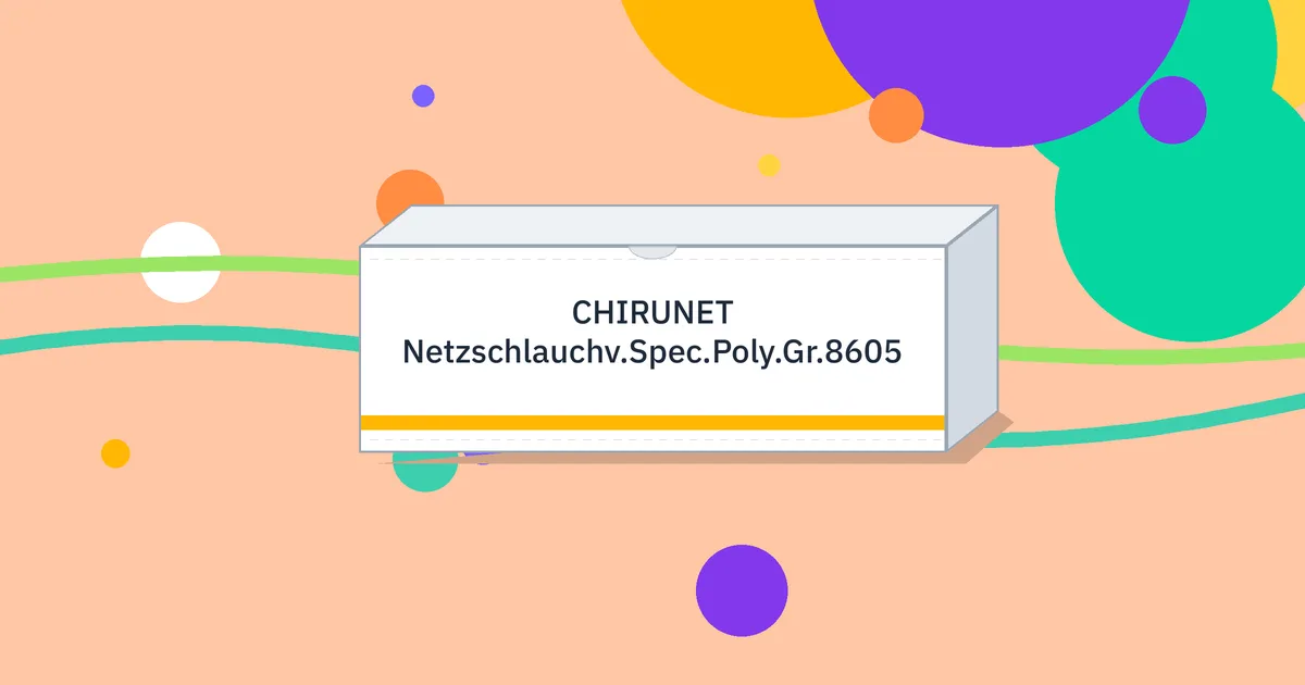 Symbolbild: Packung mit der Aufschrift CHIRUNET Netzschlauchv.Spec.Poly.Gr.8605 (PZN 08537030) – Verfügbarkeit und Bezug in Apotheken in Frankfurt am Main