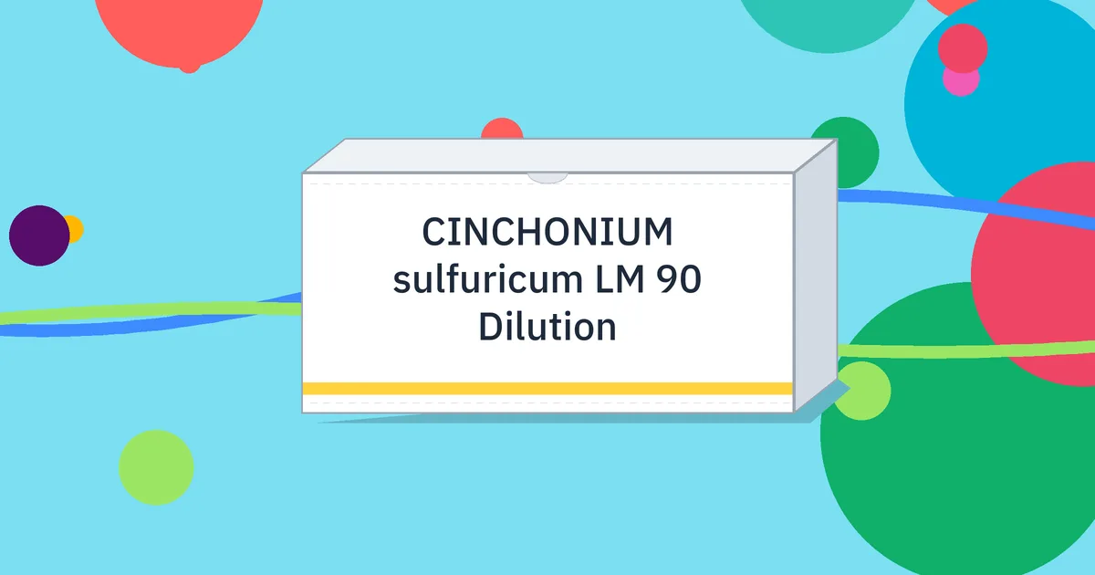 Symbolbild: Packung mit der Aufschrift CINCHONIUM sulfuricum LM 90 Dilution (PZN 13446708) – Verfügbarkeit und Bezug in Apotheken in Frankfurt am Main