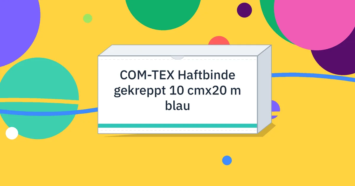 Symbolbild: Packung mit der Aufschrift COM-TEX Haftbinde gekreppt 10 cmx20 m blau (PZN 03081559) – Verfügbarkeit und Bezug in Apotheken in Frankfurt am Main