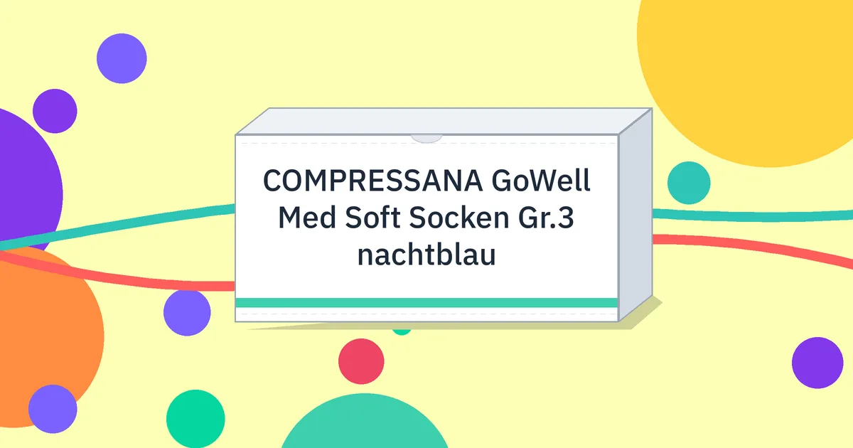 Symbolbild: Packung mit der Aufschrift COMPRESSANA GoWell Med Soft Socken Gr.3 nachtblau (PZN 03413961) – Verfügbarkeit und Bezug in Apotheken in Frankfurt am Main