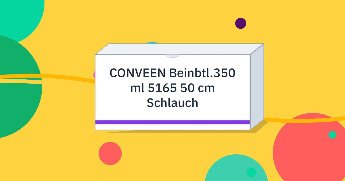 Symbolbild: Packung mit der Aufschrift CONVEEN Beinbtl.350 ml 5165 50 cm Schlauch (PZN 08711195) – Verfügbarkeit und Bezug in Apotheken in Frankfurt am Main