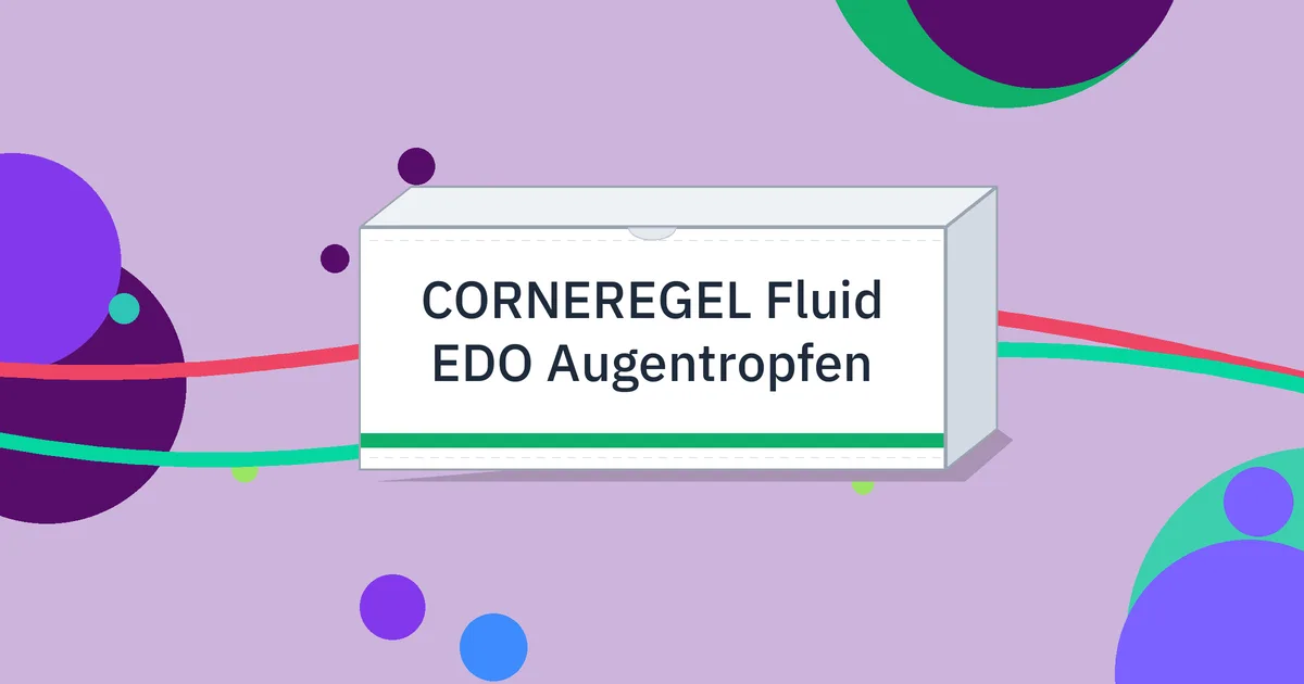 Symbolbild: Packung mit der Aufschrift CORNEREGEL Fluid EDO Augentropfen (PZN 03422279) – Verfügbarkeit und Bezug in Apotheken in Frankfurt am Main