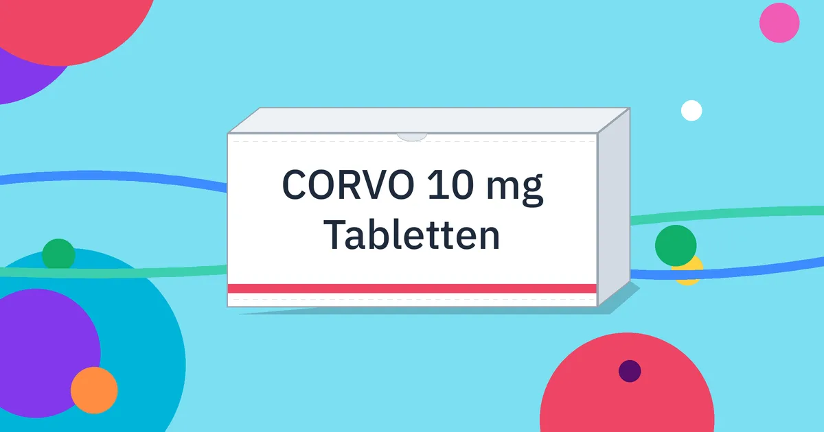 Symbolbild: Packung mit der Aufschrift CORVO 10 mg Tabletten (PZN 00737692) – Verfügbarkeit und Bezug in Apotheken in Frankfurt am Main