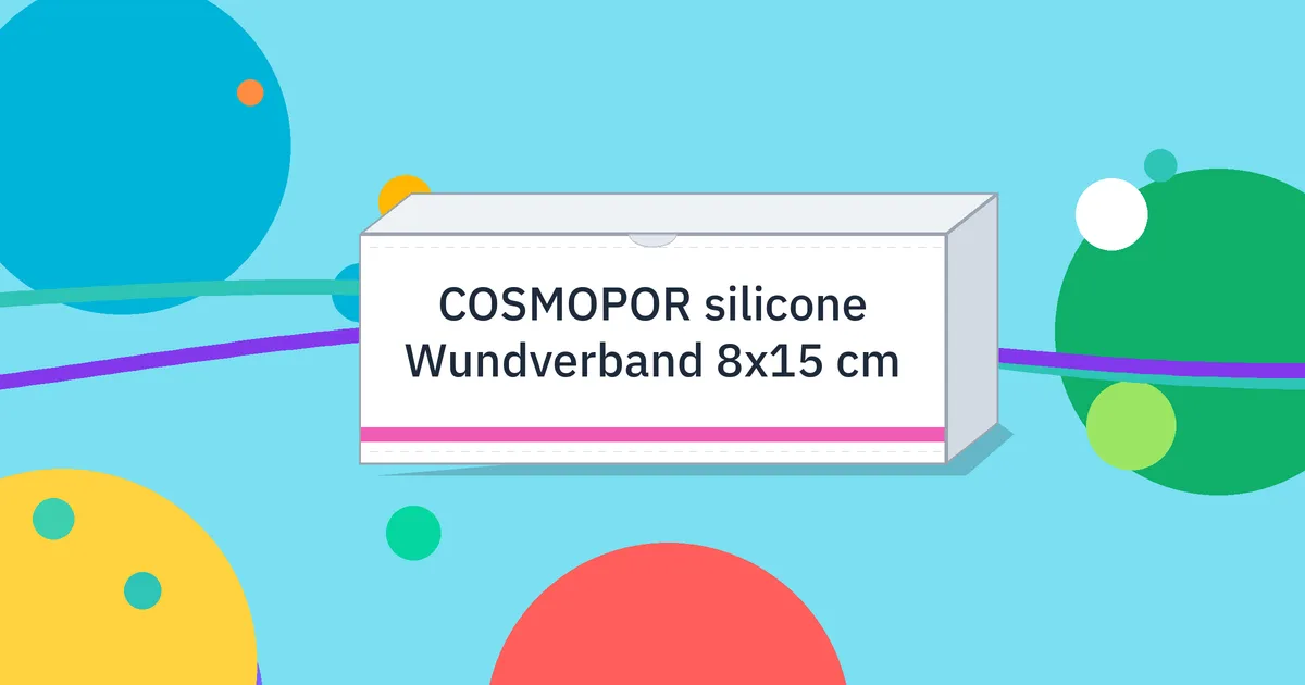 Symbolbild: Packung mit der Aufschrift COSMOPOR silicone Wundverband 8x15 cm (PZN 17417773) – Verfügbarkeit und Bezug in Apotheken in Frankfurt am Main