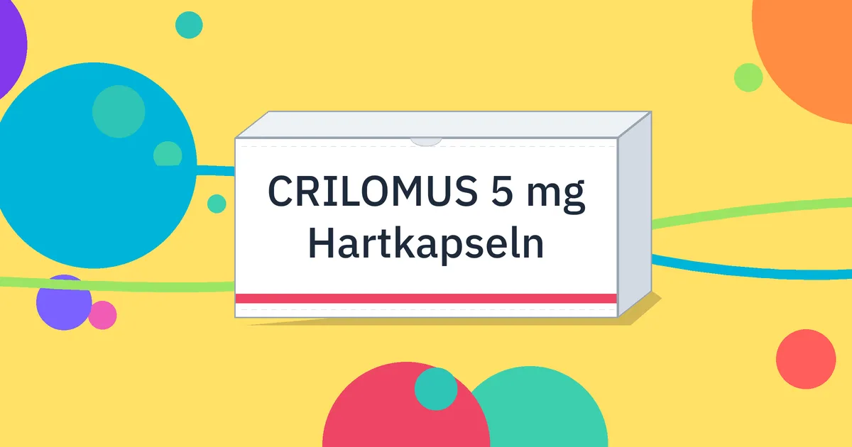 Symbolbild: Packung mit der Aufschrift CRILOMUS 5 mg Hartkapseln (PZN 10382149) – Verfügbarkeit und Bezug in Apotheken in Frankfurt am Main