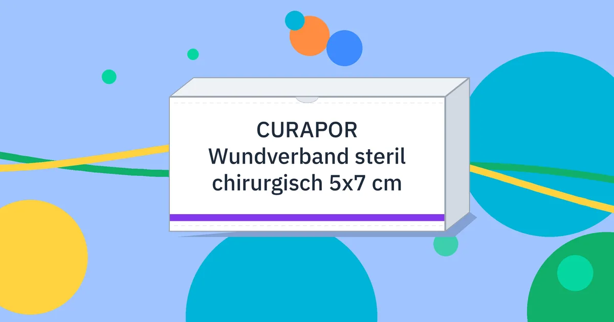 Symbolbild: Packung mit der Aufschrift CURAPOR Wundverband steril chirurgisch 5x7 cm (PZN 20189293) – Verfügbarkeit und Bezug in Apotheken in Frankfurt am Main