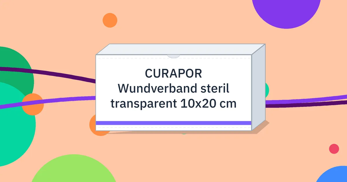 Symbolbild: Packung mit der Aufschrift CURAPOR Wundverband steril transparent 10x20 cm (PZN 19699681) – Verfügbarkeit und Bezug in Apotheken in Frankfurt am Main