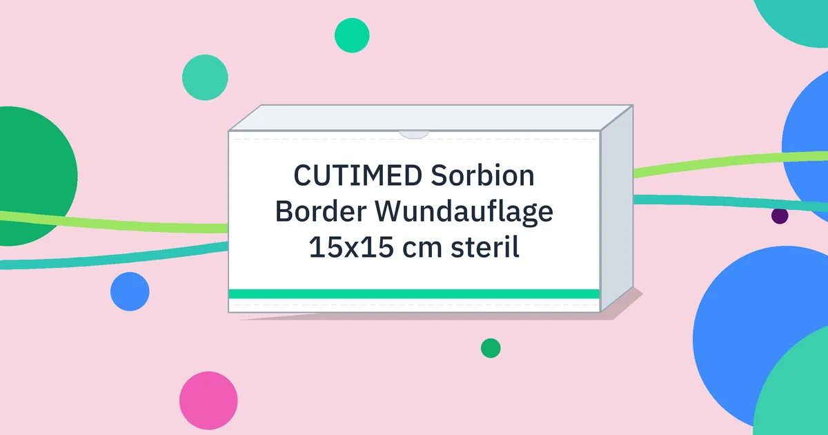 Symbolbild: Packung mit der Aufschrift CUTIMED Sorbion Border Wundauflage 15x15 cm steril (PZN 19063664) – Verfügbarkeit und Bezug in Apotheken in Frankfurt am Main