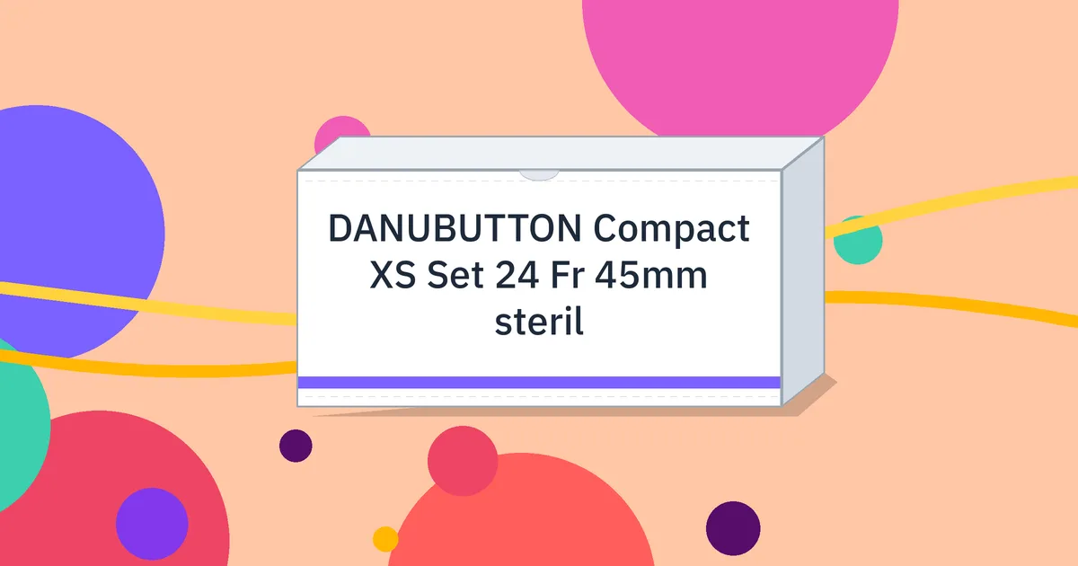 Symbolbild: Packung mit der Aufschrift DANUBUTTON Compact XS Set 24 Fr 45mm steril (PZN 19853449) – Verfügbarkeit und Bezug in Apotheken in Frankfurt am Main