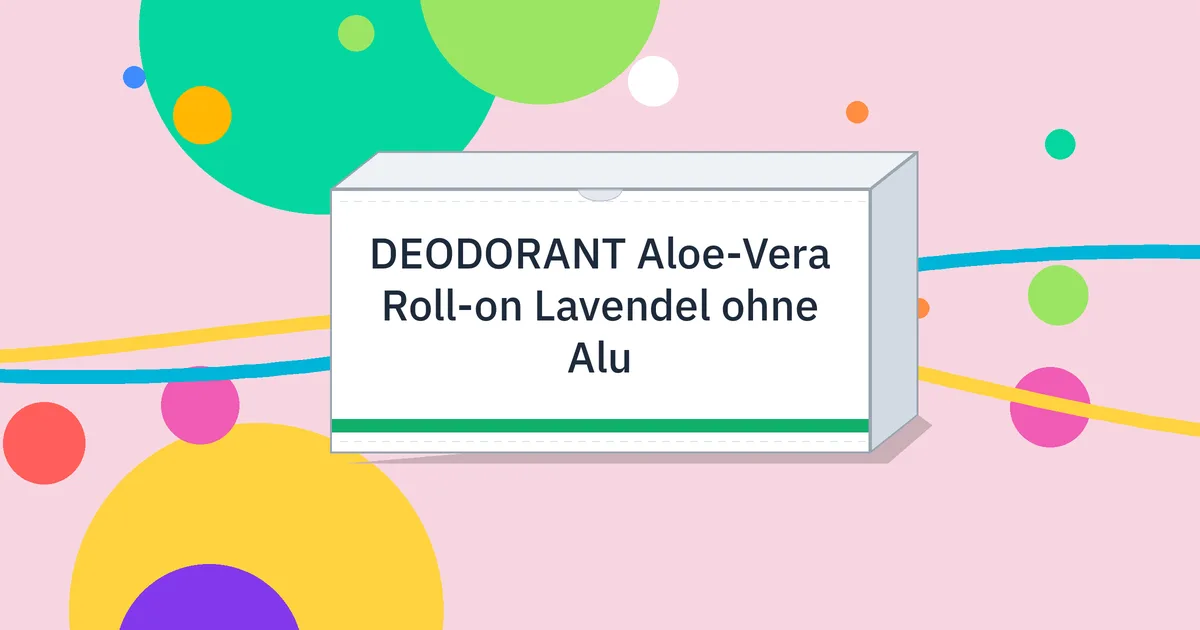 Symbolbild: Packung mit der Aufschrift DEODORANT Aloe-Vera Roll-on Lavendel ohne Alu (PZN 12146157) – Verfügbarkeit und Bezug in Apotheken in Frankfurt am Main