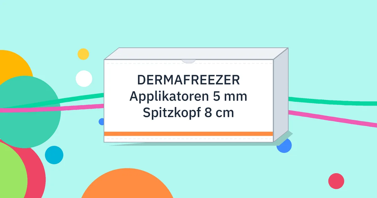 Symbolbild: Packung mit der Aufschrift DERMAFREEZER Applikatoren 5 mm Spitzkopf 8 cm (PZN 19527371) – Verfügbarkeit und Bezug in Apotheken in Frankfurt am Main