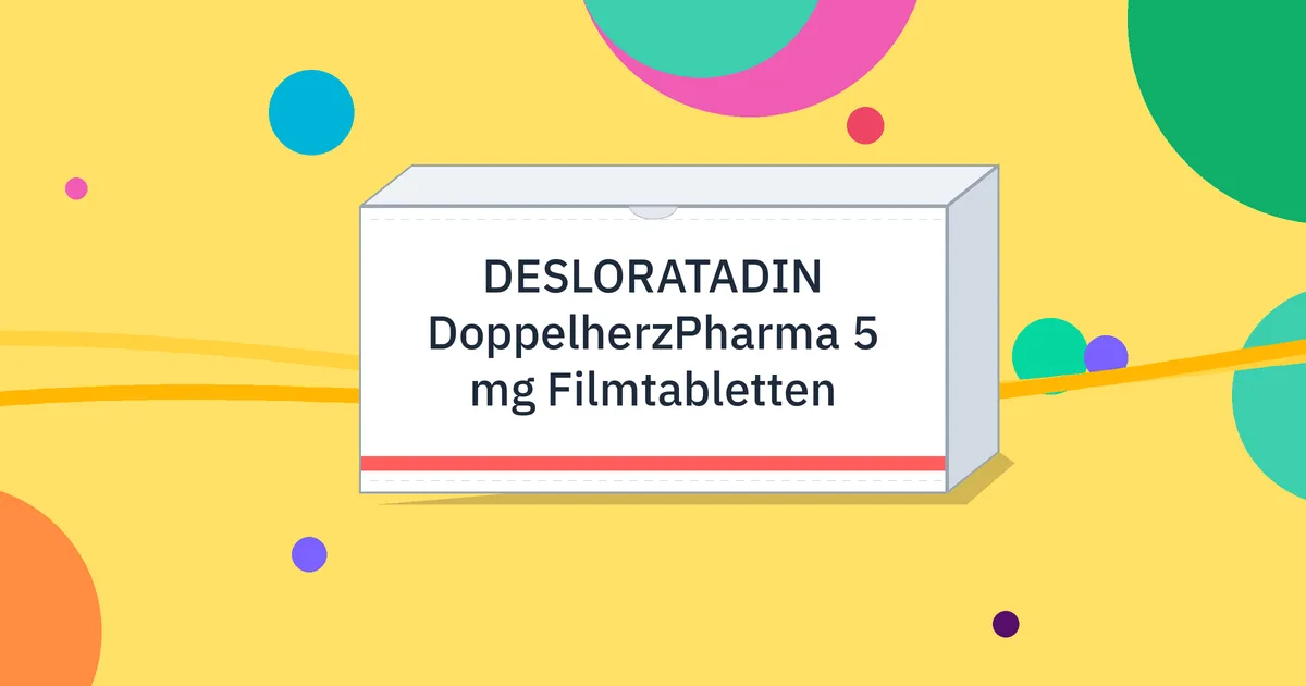 Symbolbild: Packung mit der Aufschrift DESLORATADIN DoppelherzPharma 5 mg Filmtabletten (PZN 18761811) – Verfügbarkeit und Bezug in Apotheken in Frankfurt am Main