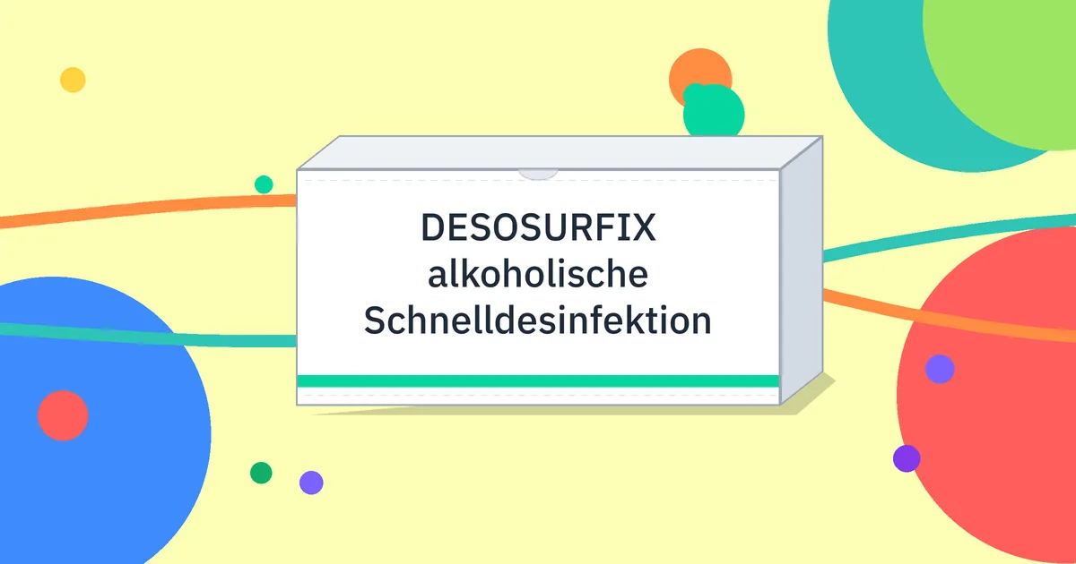 Symbolbild: Packung mit der Aufschrift DESOSURFIX alkoholische Schnelldesinfektion (PZN 16766052) – Verfügbarkeit und Bezug in Apotheken in Frankfurt am Main