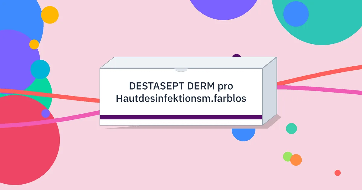 Symbolbild: Packung mit der Aufschrift DESTASEPT DERM pro Hautdesinfektionsm.farblos (PZN 10088846) – Verfügbarkeit und Bezug in Apotheken in Frankfurt am Main