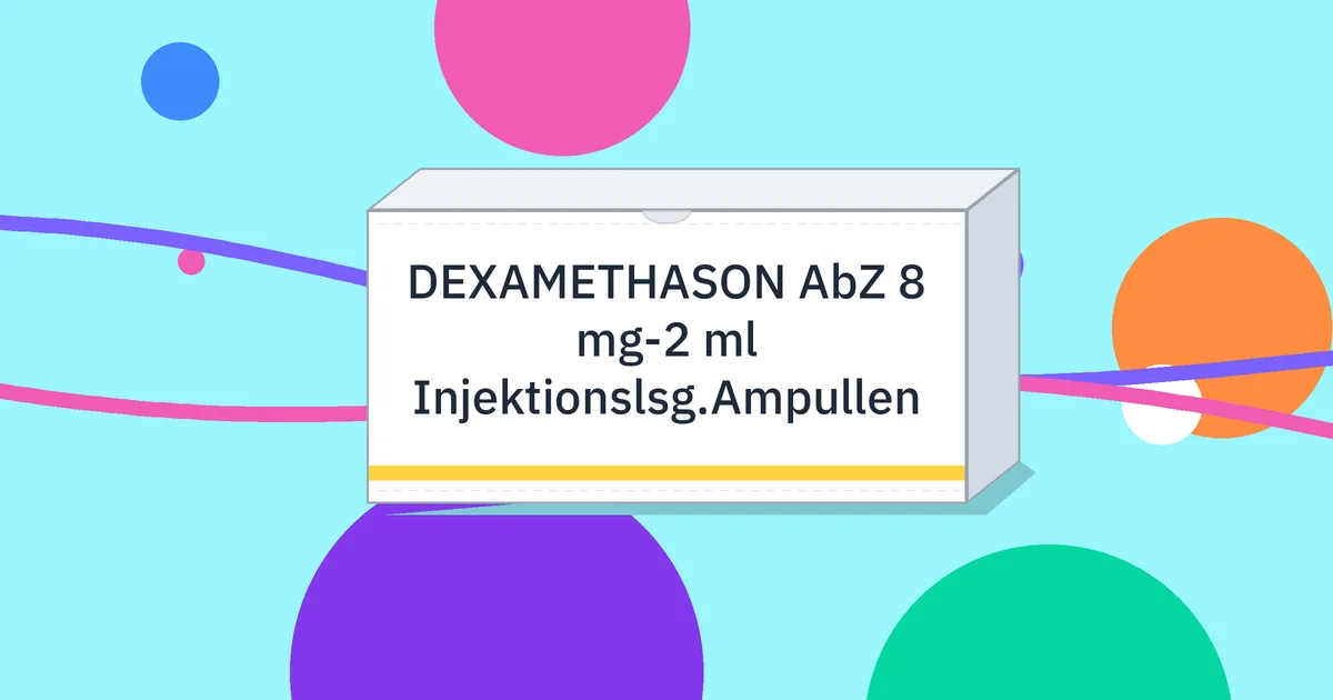 Symbolbild: Packung mit der Aufschrift DEXAMETHASON AbZ 8 mg-2 ml Injektionslsg.Ampullen (PZN 02740534) – Verfügbarkeit und Bezug in Apotheken in Frankfurt am Main