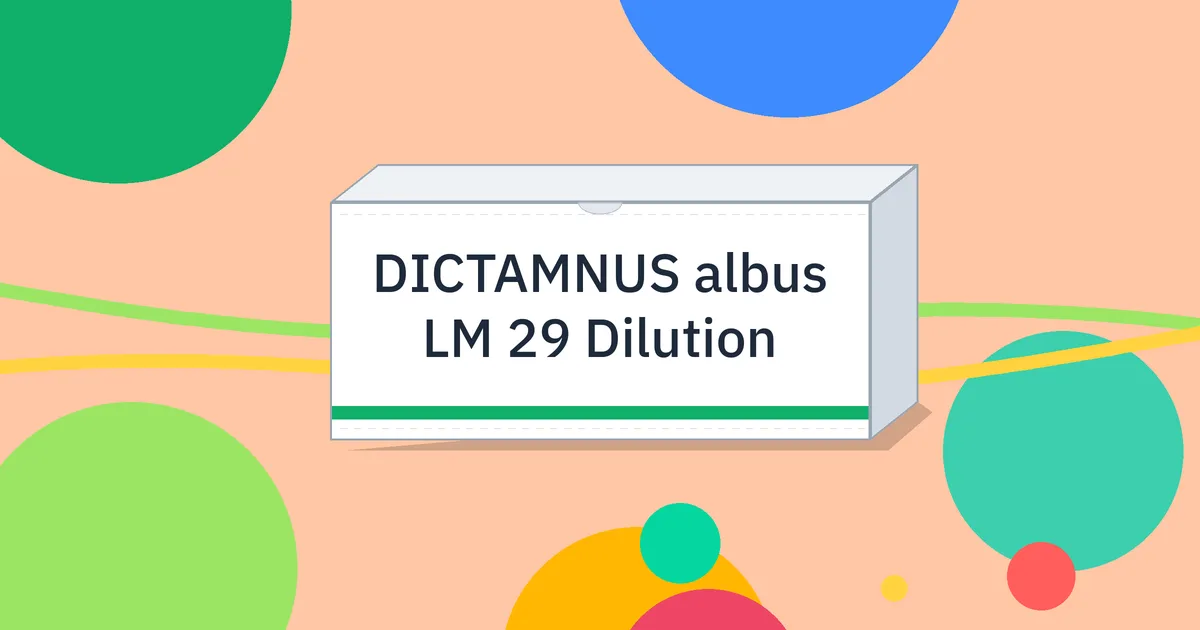 Symbolbild: Packung mit der Aufschrift DICTAMNUS albus LM 29 Dilution (PZN 13464876) – Verfügbarkeit und Bezug in Apotheken in Frankfurt am Main