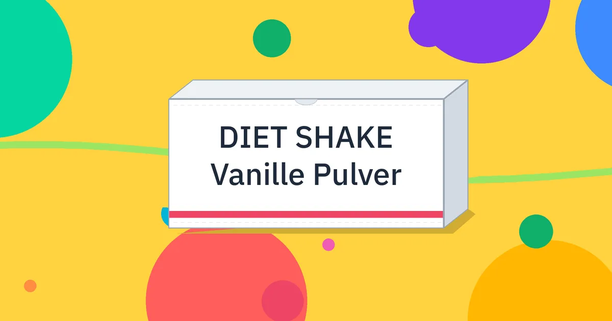 Symbolbild: Packung mit der Aufschrift DIET SHAKE Vanille Pulver (PZN 19921317) – Verfügbarkeit und Bezug in Apotheken in Frankfurt am Main