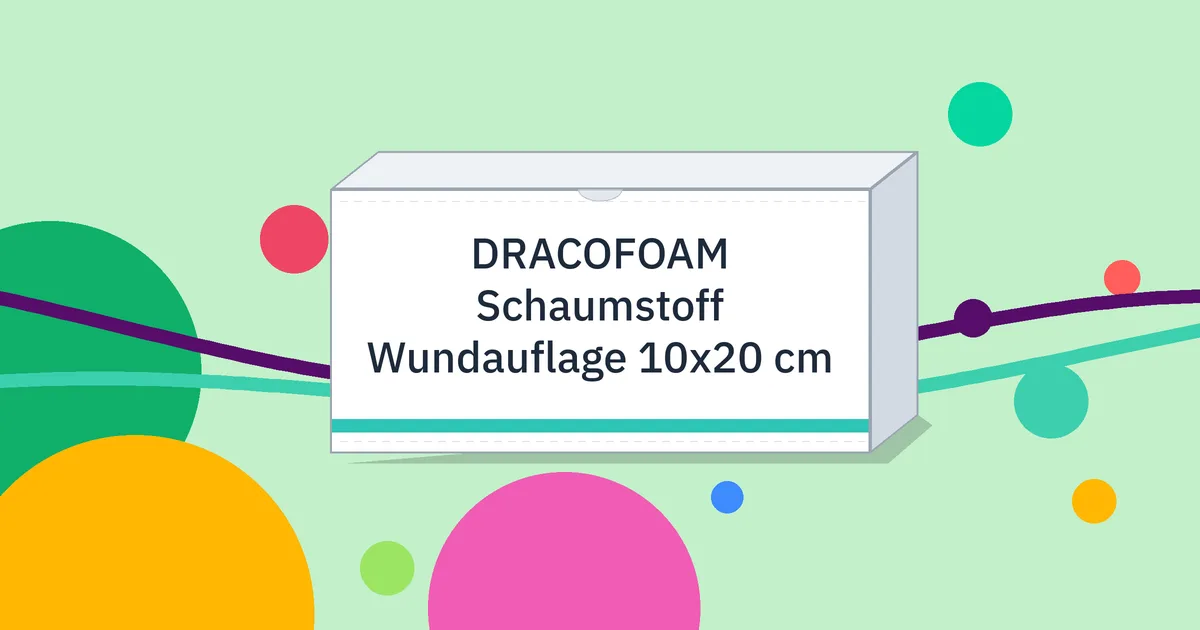 Symbolbild: Packung mit der Aufschrift DRACOFOAM Schaumstoff Wundauflage 10x20 cm (PZN 06836544) – Verfügbarkeit und Bezug in Apotheken in Frankfurt am Main