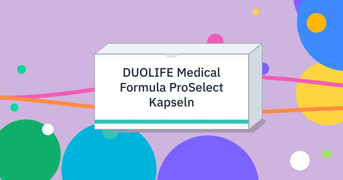 Symbolbild: Packung mit der Aufschrift DUOLIFE Medical Formula ProSelect Kapseln (PZN 16683455) – Verfügbarkeit und Bezug in Apotheken in Frankfurt am Main