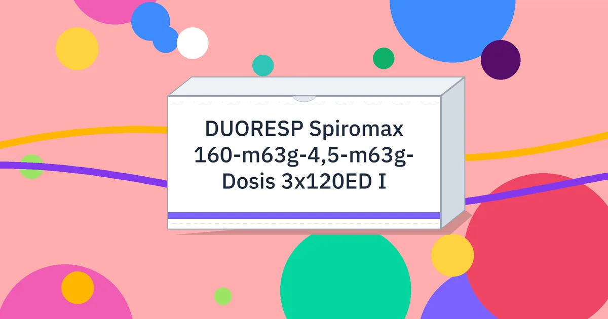 Symbolbild: Packung mit der Aufschrift DUORESP Spiromax 160-m63g-4,5-m63g-Dosis 3x120ED I (PZN 11135045) – Verfügbarkeit und Bezug in Apotheken in Frankfurt am Main