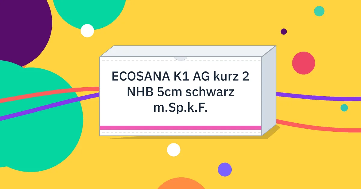 Symbolbild: Packung mit der Aufschrift ECOSANA K1 AG kurz 2 NHB 5cm schwarz m.Sp.k.F. (PZN 04726455) – Verfügbarkeit und Bezug in Apotheken in Frankfurt am Main