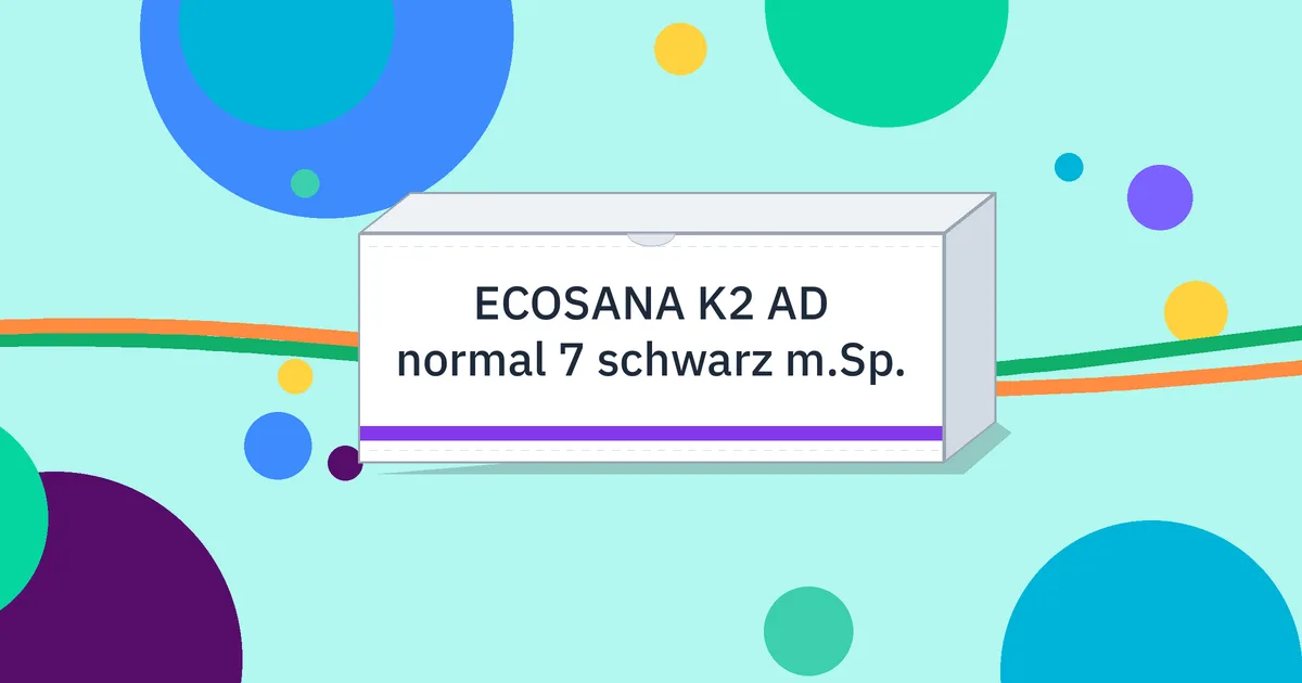 Symbolbild: Packung mit der Aufschrift ECOSANA K2 AD normal 7 schwarz m.Sp. (PZN 01361697) – Verfügbarkeit und Bezug in Apotheken in Frankfurt am Main
