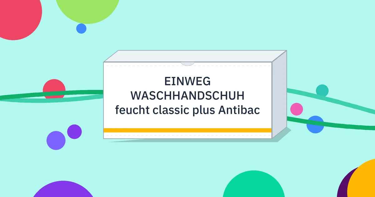 Symbolbild: Packung mit der Aufschrift EINWEG WASCHHANDSCHUH feucht classic plus Antibac (PZN 12394375) – Verfügbarkeit und Bezug in Apotheken in Frankfurt am Main