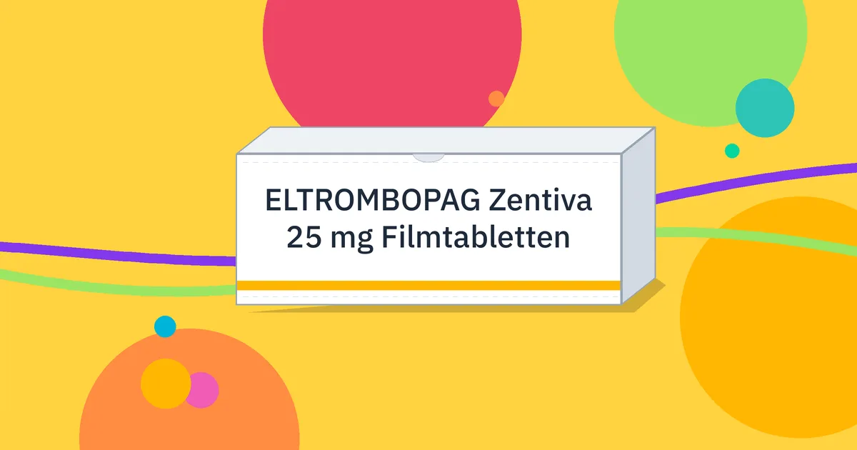 Symbolbild: Packung mit der Aufschrift ELTROMBOPAG Zentiva 25 mg Filmtabletten (PZN 19346646) – Verfügbarkeit und Bezug in Apotheken in Frankfurt am Main