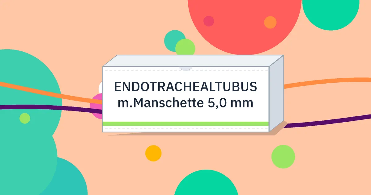 Symbolbild: Packung mit der Aufschrift ENDOTRACHEALTUBUS m.Manschette 5,0 mm (PZN 08887095) – Verfügbarkeit und Bezug in Apotheken in Frankfurt am Main