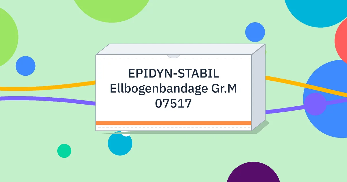 Symbolbild: Packung mit der Aufschrift EPIDYN-STABIL Ellbogenbandage Gr.M 07517 (PZN 09538333) – Verfügbarkeit und Bezug in Apotheken in Frankfurt am Main