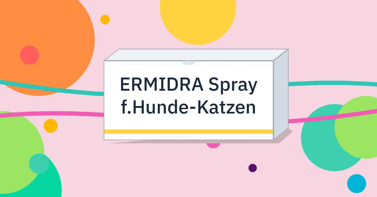 Symbolbild: Packung mit der Aufschrift ERMIDRA Spray f.Hunde-Katzen (PZN 18022545) – Verfügbarkeit und Bezug in Apotheken in Frankfurt am Main