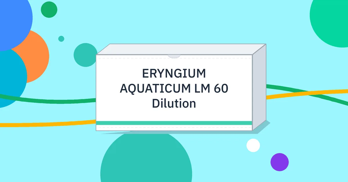 Symbolbild: Packung mit der Aufschrift ERYNGIUM AQUATICUM LM 60 Dilution (PZN 13478832) – Verfügbarkeit und Bezug in Apotheken in Frankfurt am Main