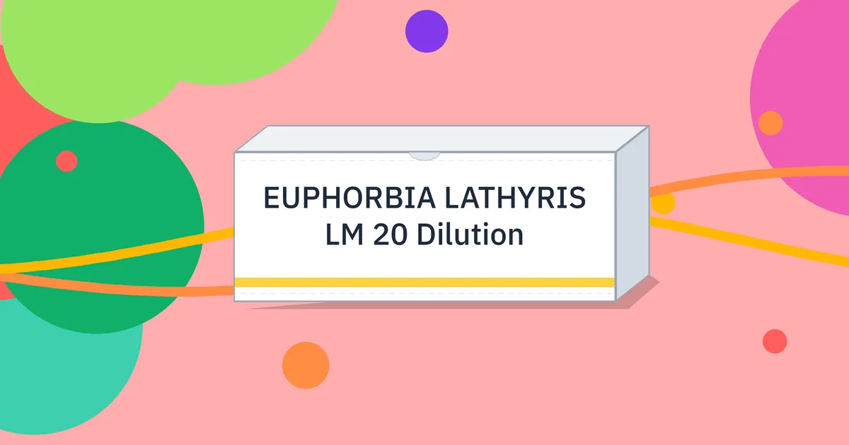 Symbolbild: Packung mit der Aufschrift EUPHORBIA LATHYRIS LM 20 Dilution (PZN 13482377) – Verfügbarkeit und Bezug in Apotheken in Frankfurt am Main