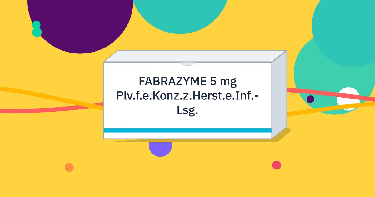 Symbolbild: Packung mit der Aufschrift FABRAZYME 5 mg Plv.f.e.Konz.z.Herst.e.Inf.-Lsg. (PZN 17387598) – Verfügbarkeit und Bezug in Apotheken in Frankfurt am Main