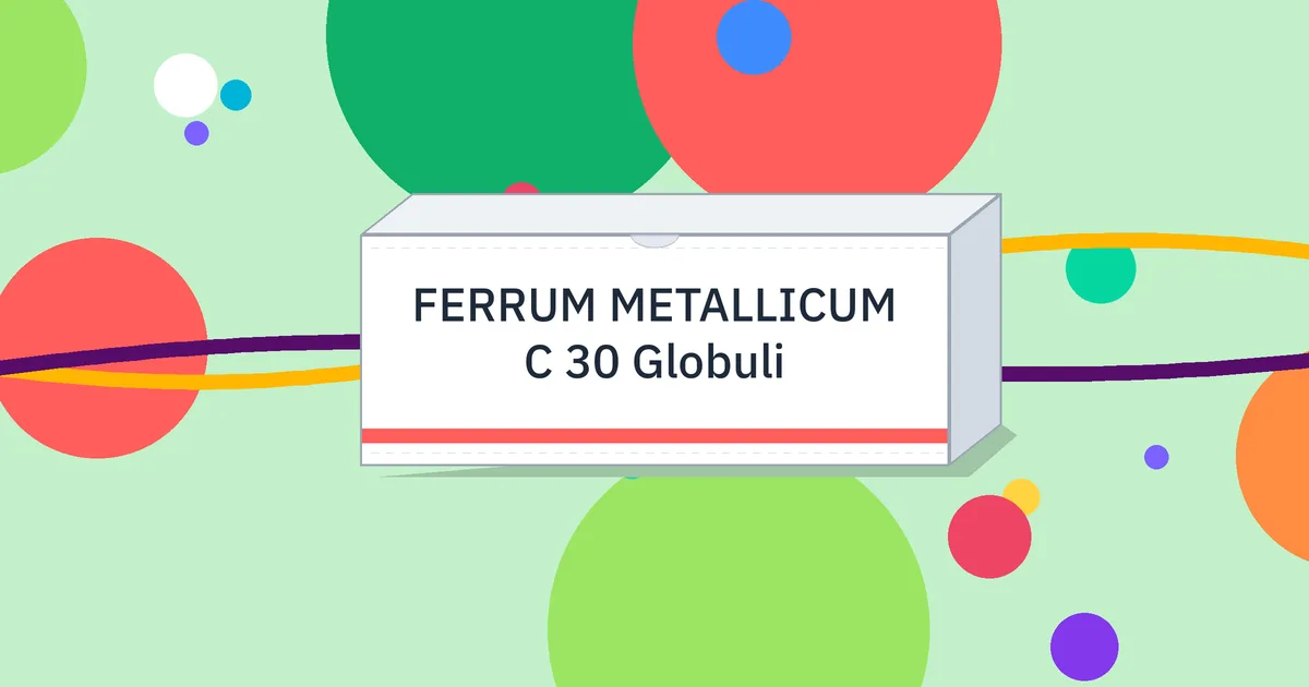 Symbolbild: Packung mit der Aufschrift FERRUM METALLICUM C 30 Globuli (PZN 14052785) – Verfügbarkeit und Bezug in Apotheken in Frankfurt am Main