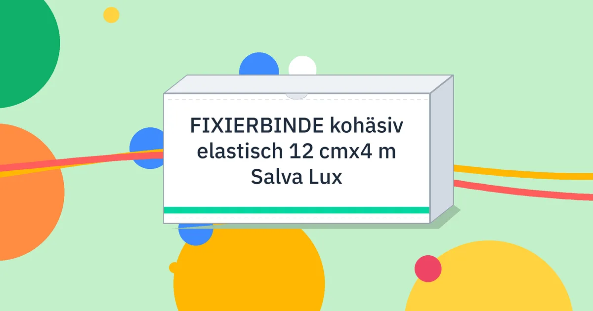 Symbolbild: Packung mit der Aufschrift FIXIERBINDE kohäsiv elastisch 12 cmx4 m Salva Lux (PZN 17151938) – Verfügbarkeit und Bezug in Apotheken in Frankfurt am Main