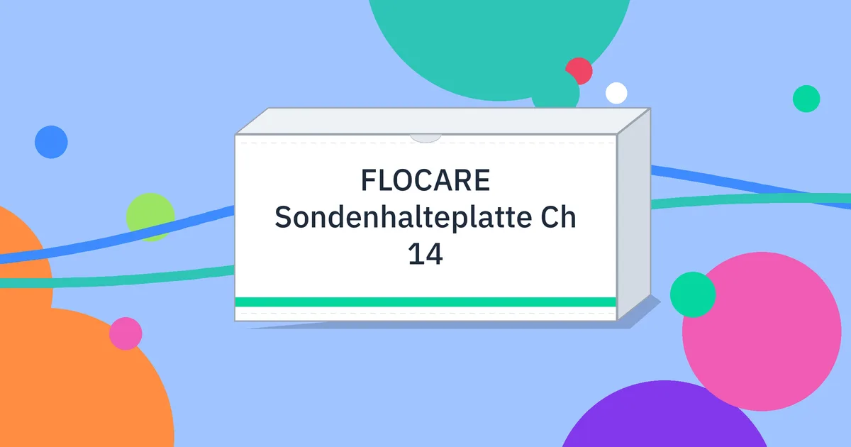 Symbolbild: Packung mit der Aufschrift FLOCARE Sondenhalteplatte Ch 14 (PZN 07462531) – Verfügbarkeit und Bezug in Apotheken in Frankfurt am Main